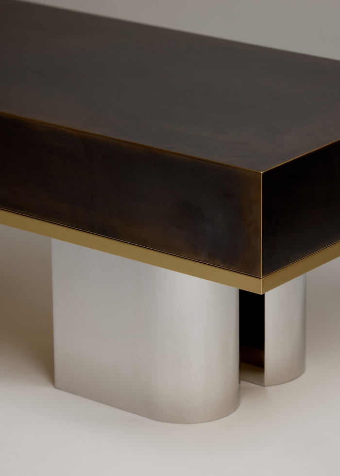 Atelier 024 Bench 01 | Aged Bronze & Mohair Bench | Australian Made